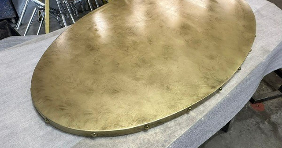 Aged brass table tops | Hopefield Fab